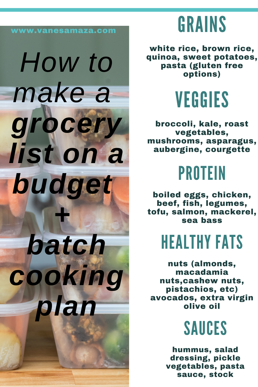 How to make a grocery list on a budget + batch cooking plan